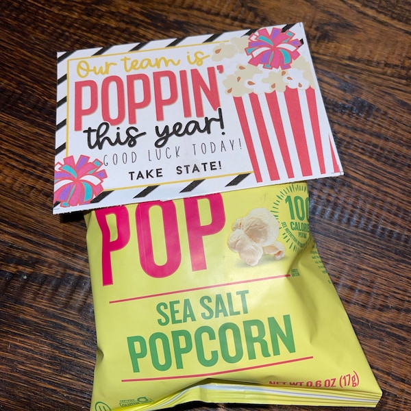 Editable Cheer Appreciation Popcorn Printable Gift Tags, Good Luck ...