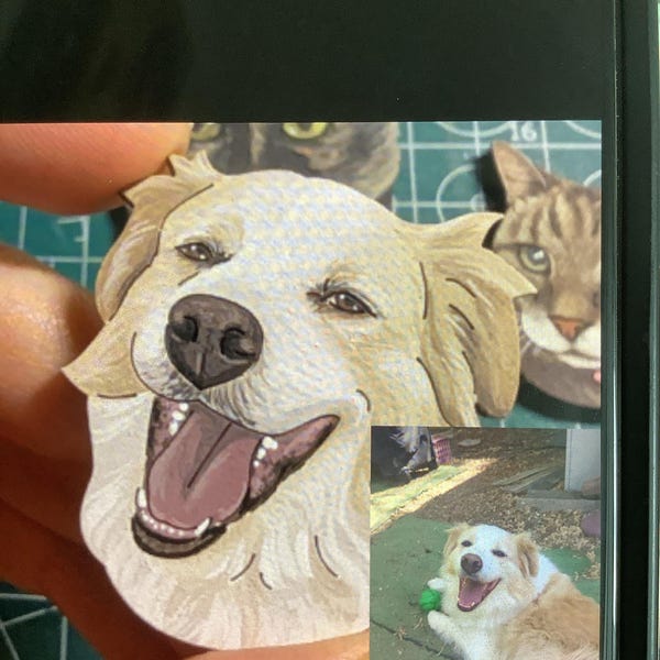 Hand Painted Wooden Cat Pin | Cute, Angry or Indifferent Kitty Brooch ...