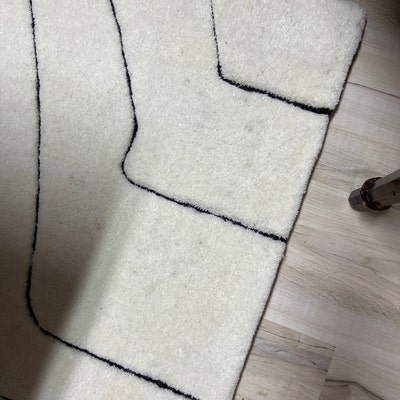 Ivory Beige Color Minimalist Modern Abstract Handmade Textured Woolen ...