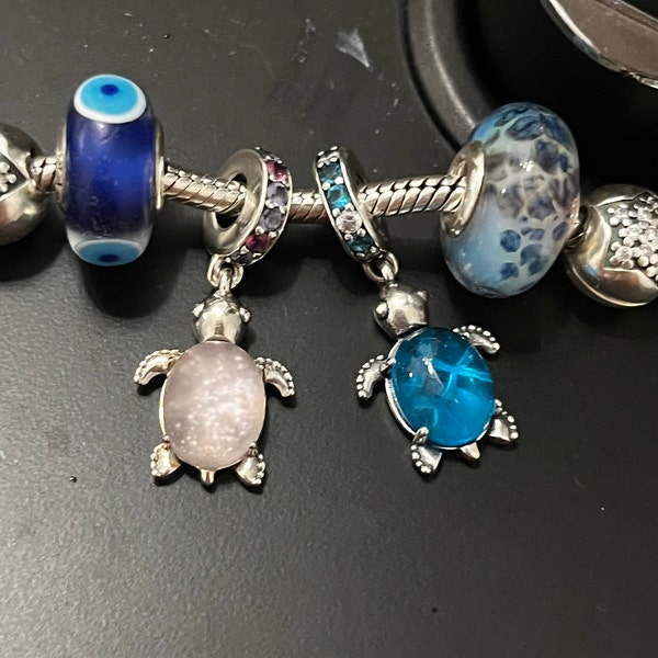 Pandora Blue Murano Glass Sea Turtle Dangle Bead Charm - Etsy
