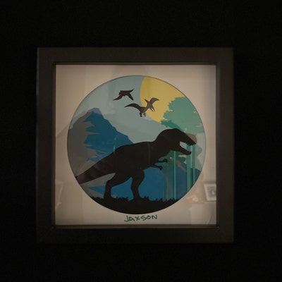 3D Dinosaur Shadow Box Double Bundle Brontosaurus and T-rex Shadow ...