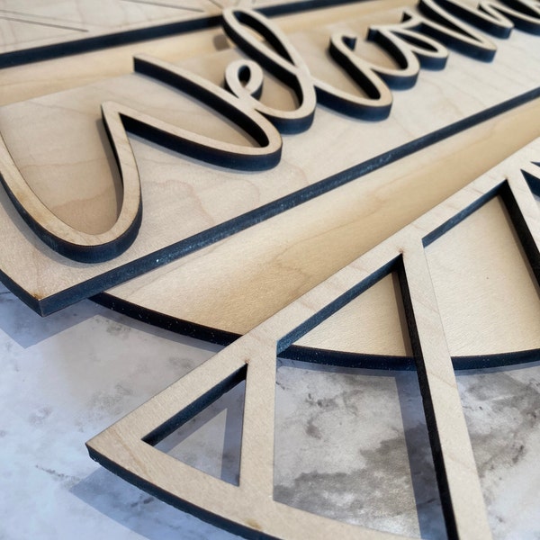 Chevron Geometric Welcome Sign, Digital Download, Round Door Hanger Svg ...