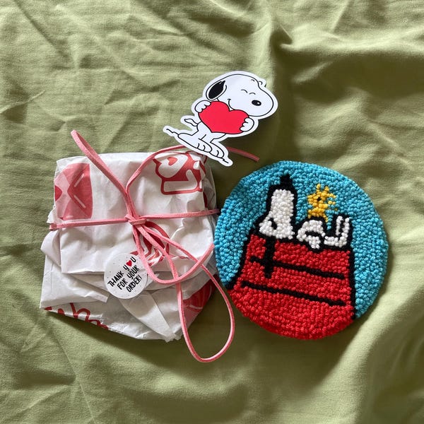 Pink Bow Coaster, Cherry Punch Needle Coaster,cherry and Bowl Mug Rugs ...