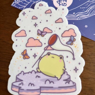 Butterfly Net Frog Clear Vinyl Sticker - Etsy