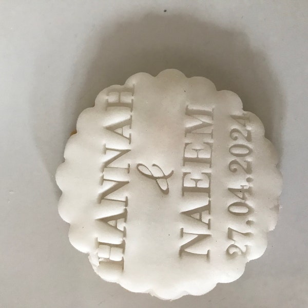CUSTOM Wedding Names and Date Cookie Biscuit Stamp (fits M&S ...