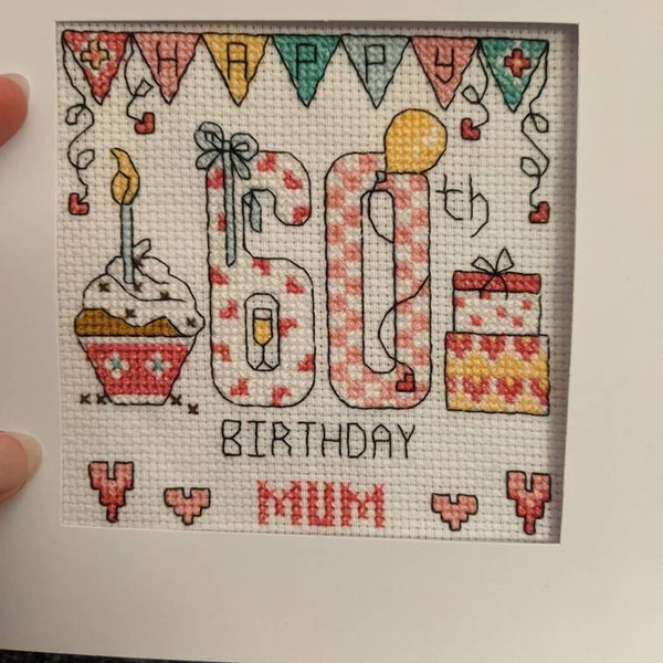 Happy 60th Birthday Cross Stitch Card Kit - Etsy UK