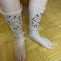 Tulle Socks. Sheer Transparent Rhinestone Cool Cute Sparkle Socks ...