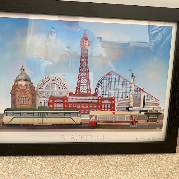 Blackpool Print | Blackpool Poster, Pleasure Beach, Blackpool Tower ...