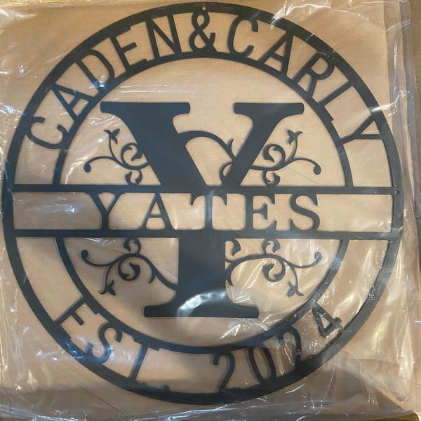 Metal Name Signs Monogram Wall Decor Metal Wall Art Last Name Sign ...