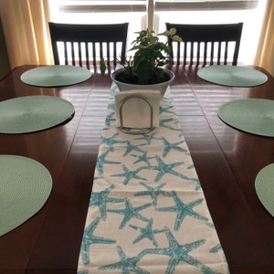 Nautical Table Runner Coastal Living Home Decor Navy Aqua Blue Beach ...