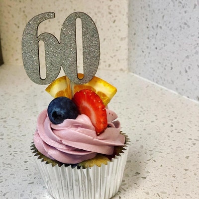 60 Cupcake Toppers 60th Birthday Cupcake Toppers Double - Etsy