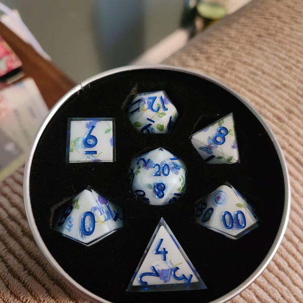 Moonbeam Frosty Matte Opal Sharp Edge Resin Dice Set Prismatic ...