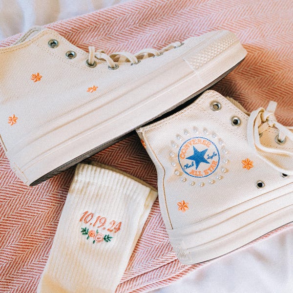 Princess Bride Socks, Custom Embroidered Lilac Flower Wedding Socks ...