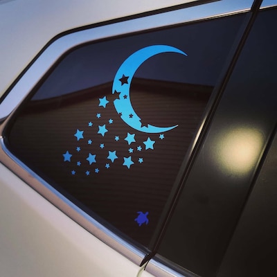 Moon and Star Shower Falling Stars Vinyl Decal Falling Stars Decal Moon ...