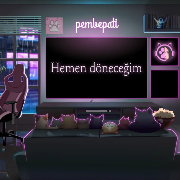 Stream Animated Screen | Pixel Style | Retro Desk | Cat Game Room ...