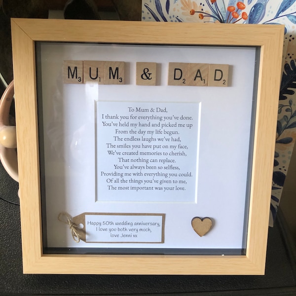 Mum & Dad Poem Frame. Mum and Dad Gift. Parents Frame. - Etsy UK