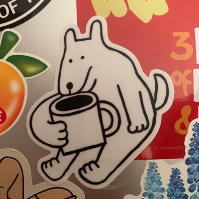 Coffee Dog Vinyl Sticker - Etsy
