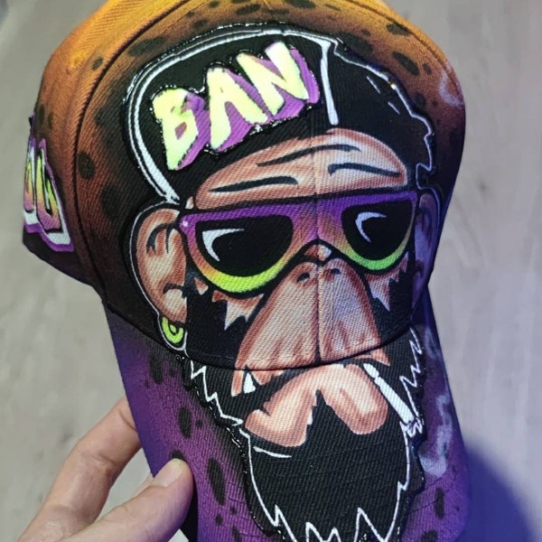Incredible Hand Painted Comic Skull Hat in Neon Colors - Etsy