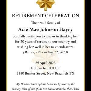 Army Promotion Ceremony Invitation, Printable Army Promotion Invitation ...