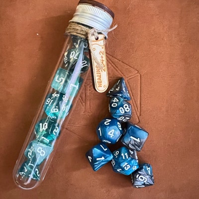Dnd 7 Dice Set in Potion Flask, portal Fluid Green Yellow D&D ...