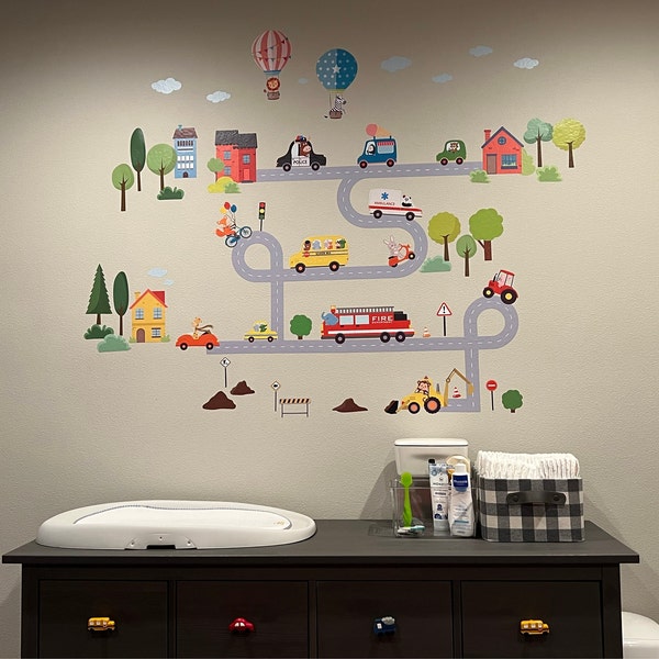 Transportation Wall Decal, Vehicles Cars and Animals Wall Sticker ...