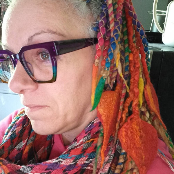 Wool Dreadlocks DE Spunky PIXIE Purple Pink Teal Turquoise Wool Dreads ...