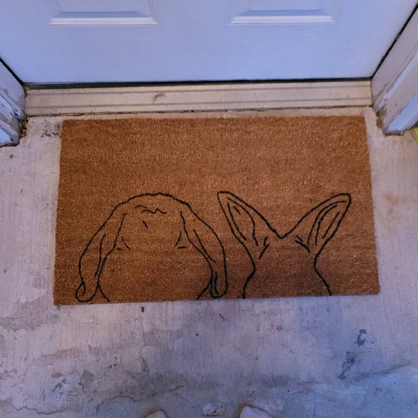 Custom Dog Ears Outline Welcome Door Mat, Cute Dog Door Mat ...