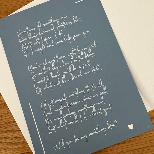 Will You Be My Something Blue? Poem, 5x7" Print, Wedding, Sister, Old ...