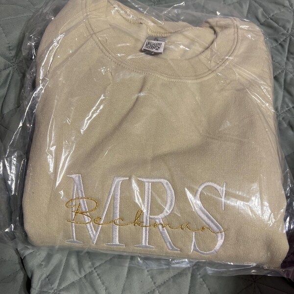 Custom Mrs. Embroidered Sweatshirt, Date on Sleeve, Hubby Wifey, Gift ...