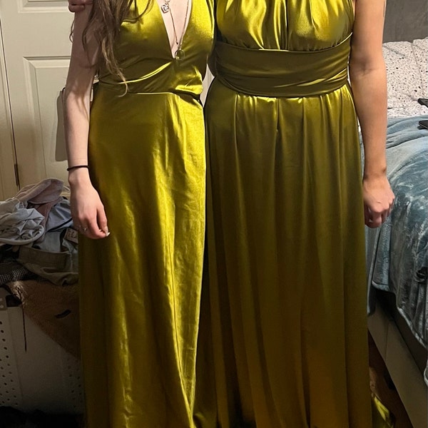 Olive Green Luxury Satin Infinity Dress, Bridesmaid Dresses, Bridesmaid ...