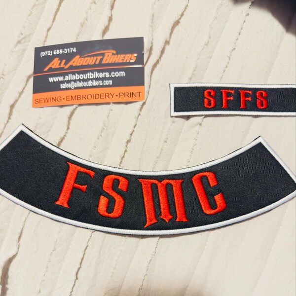 Custom Embroidered Top and Bottom Rocker Set MC Biker Patch 6"-17 ...