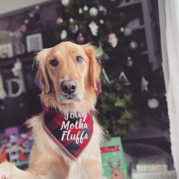 Jolly Motha Fluffa - Funny Christmas Holiday Flannel Dog Bandana - Etsy