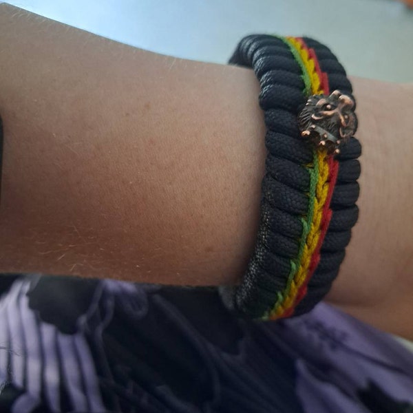 Handmade Rasta Bracelet RASTA FLAG Woven Paracord Rope Rastafari ...