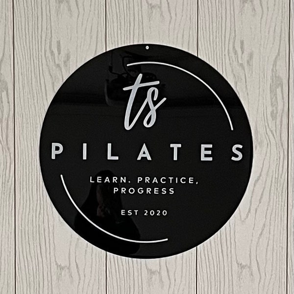 Black Acrylic Sign, Custom Logo Sign, Round Acrylic Logo Sign, Business ...