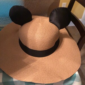 Mouse Ears Floppy Straw Beach Hat Wide Brim - Etsy