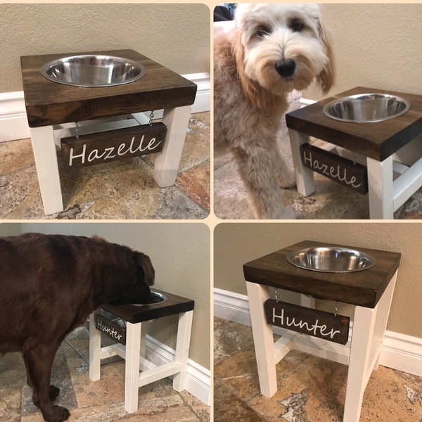 Dog Bowl Stand - Large Dog Bowl Stand - Farmhouse Style - Rustic Dog ...