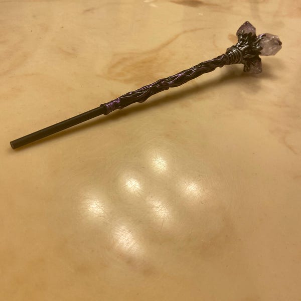 Amethyst Moon Wand, Handmade Wand, Amethyst Wand, Witch Wand, Crystal ...