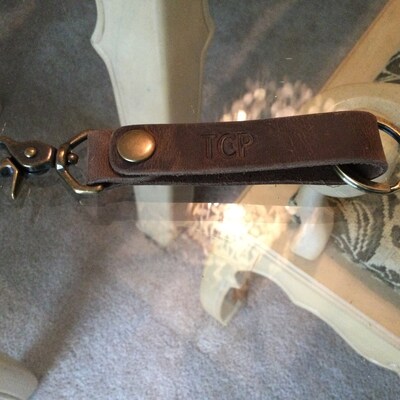 Personalized Leather Keychain Snap Closure With Keyring and Swivel Clip ...