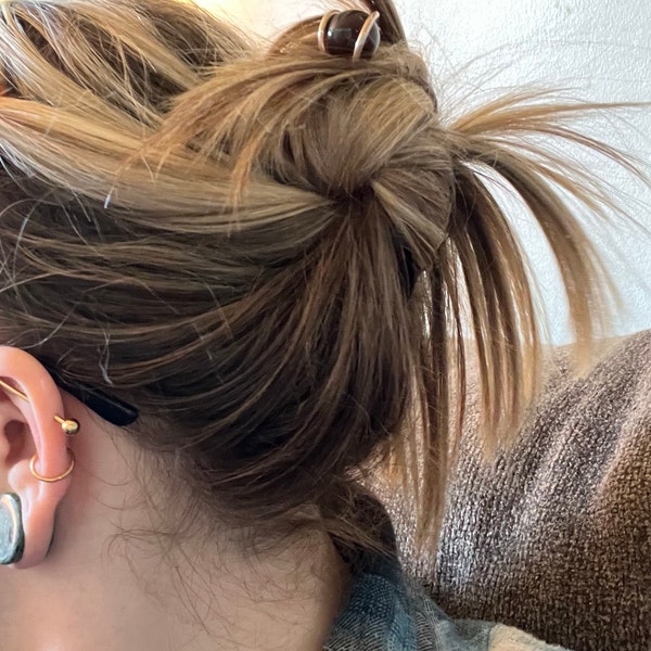 Deep Amber Hair Fork in Bronze With Glass Sphere- Your Choice of Length ...