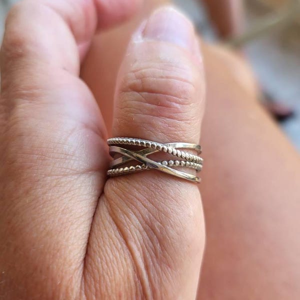 Silver Multi Layer Thumb Ring-chunky Boho Signet Ring-open Adjustable Dainty Ring-ring for Woman ...