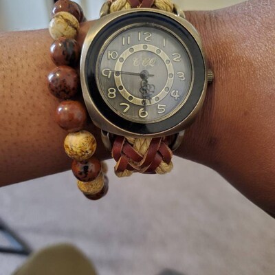 Black Boho Watch Bracelet Woman Wrist Watch Black Leather Wrap Watch ...