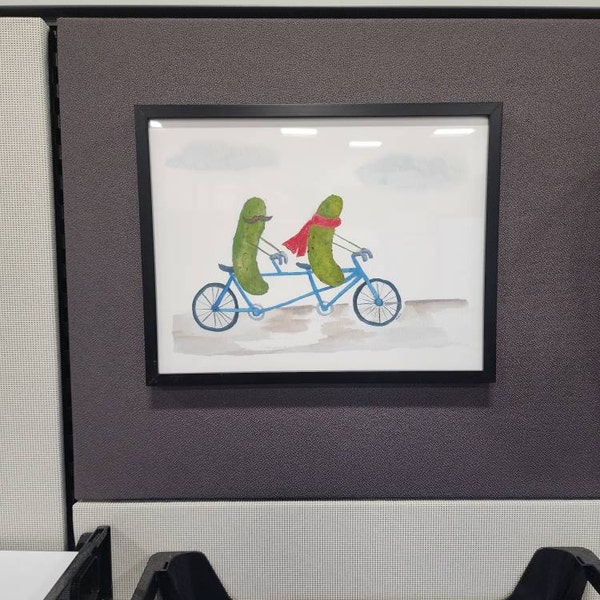 Whimsical Pickles on a Bicycle Built for Two Watercolor Art Print - Etsy