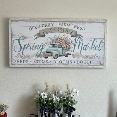 Personalized Spring Market Sign, Rustic Farmers Market Outdoor Wall ...