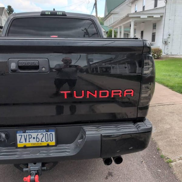Red With Black Outline Raised Tailgate Insert Letters Tailgate Letters ...