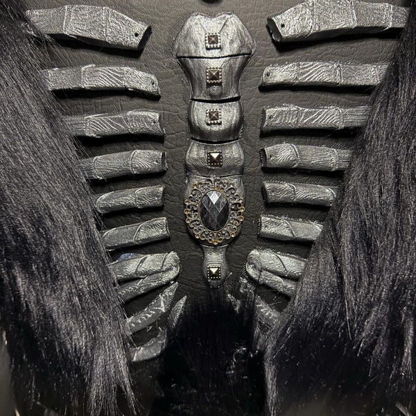 3D Rib Cage & Sternum Bones Printed White Balck Mesh Halloween Costume ...