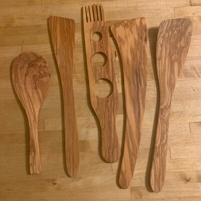 Set of 2 Curved Forks With 2 Points 30 Cm Long Wooden Forks Akwood ...