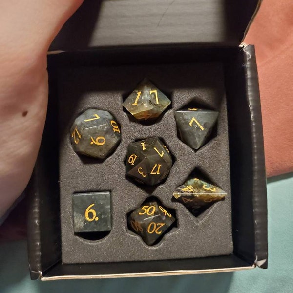 Full Dnd Dice Set Satin Finish Dice Rainbow Matt Glass Dnd Gift D20 ...