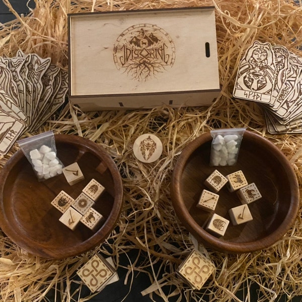 Orlog Game Set 20 Gods, 12 Dice, 30 Tokens, 30 Stones, 1 Wooden Box ...