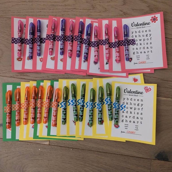 School Valentines Printable - Word Find - Pencil Gift - Valentine's Day ...
