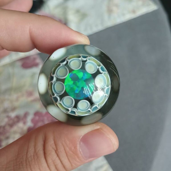 1.73" Blown Glass Marble, Dot Stack Design, Gift Art Glass, Art Glass Marble, Local Art Glass ...